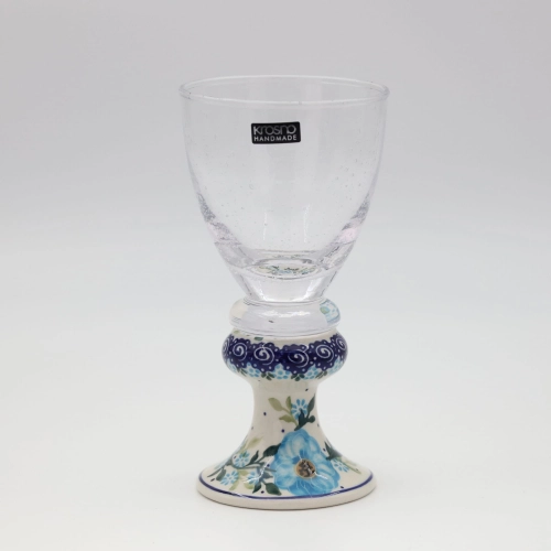 Wine glass with bubbles (A22 D58) - ANDY Polish Pottery Factory Store