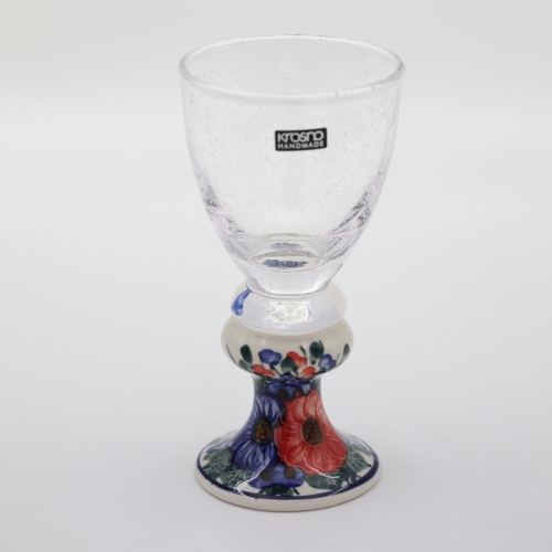 Wine glass with bubbles (A22 D12) - ANDY Polish Pottery Factory Store