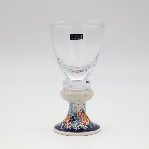 Wine glass with bubbles (A22 D23) - ANDY Polish Pottery Factory Store